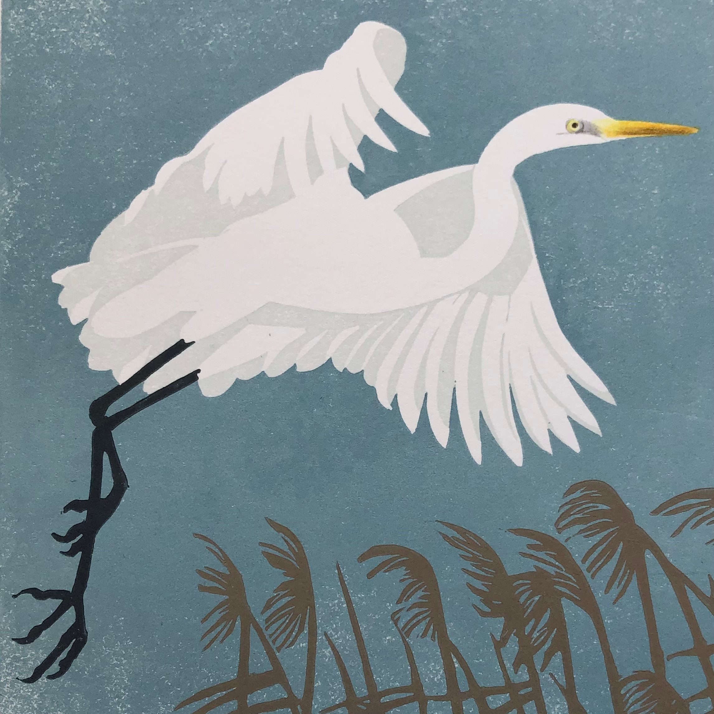Great White Egret Linocut Print Handmade Limited Edition - Etsy UK