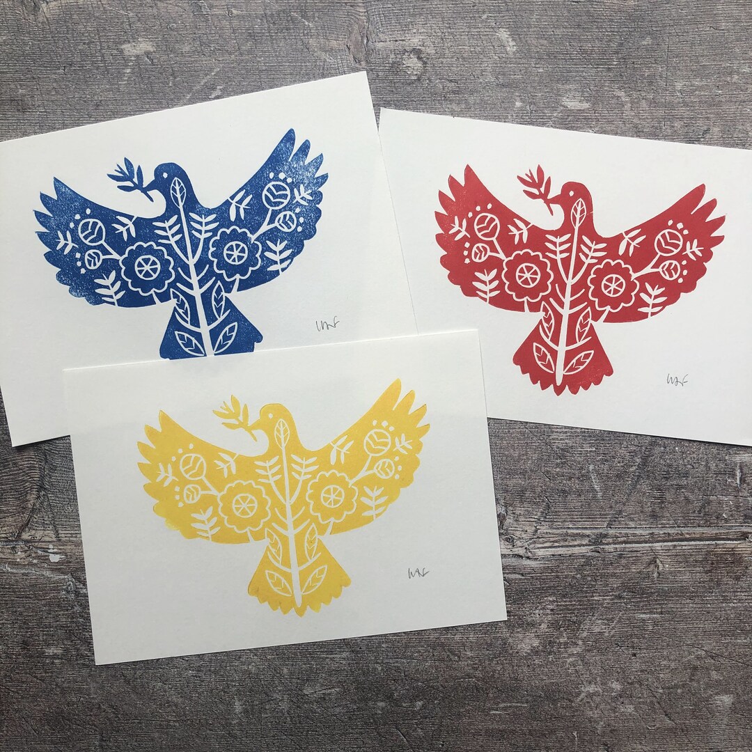 Folk Art Dove for Peace - Handmade Original Art - Choice of Colours ...