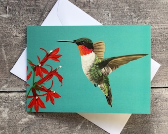 Hummingbird Greeting Card, Hummingbird Art Card, Hummingbirds Painting ...