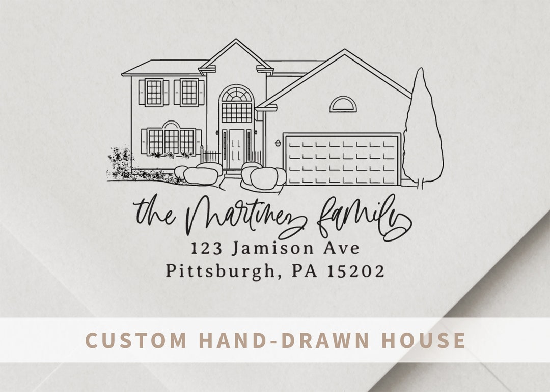 Custom House Portrait Self Inking Return Address Stamp - Etsy