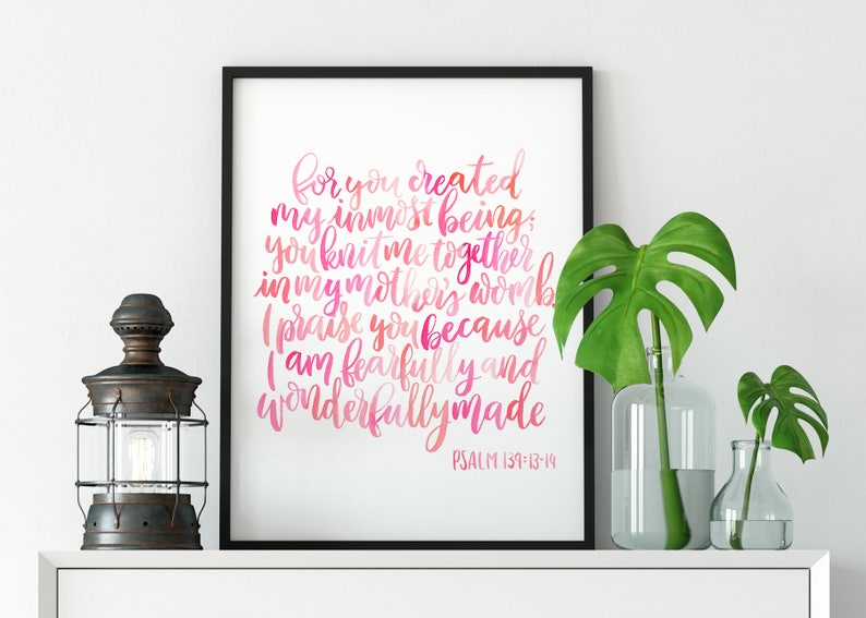 Psalm 139:13-14 Art Print Wonderfully Made Giclee Bible - Etsy