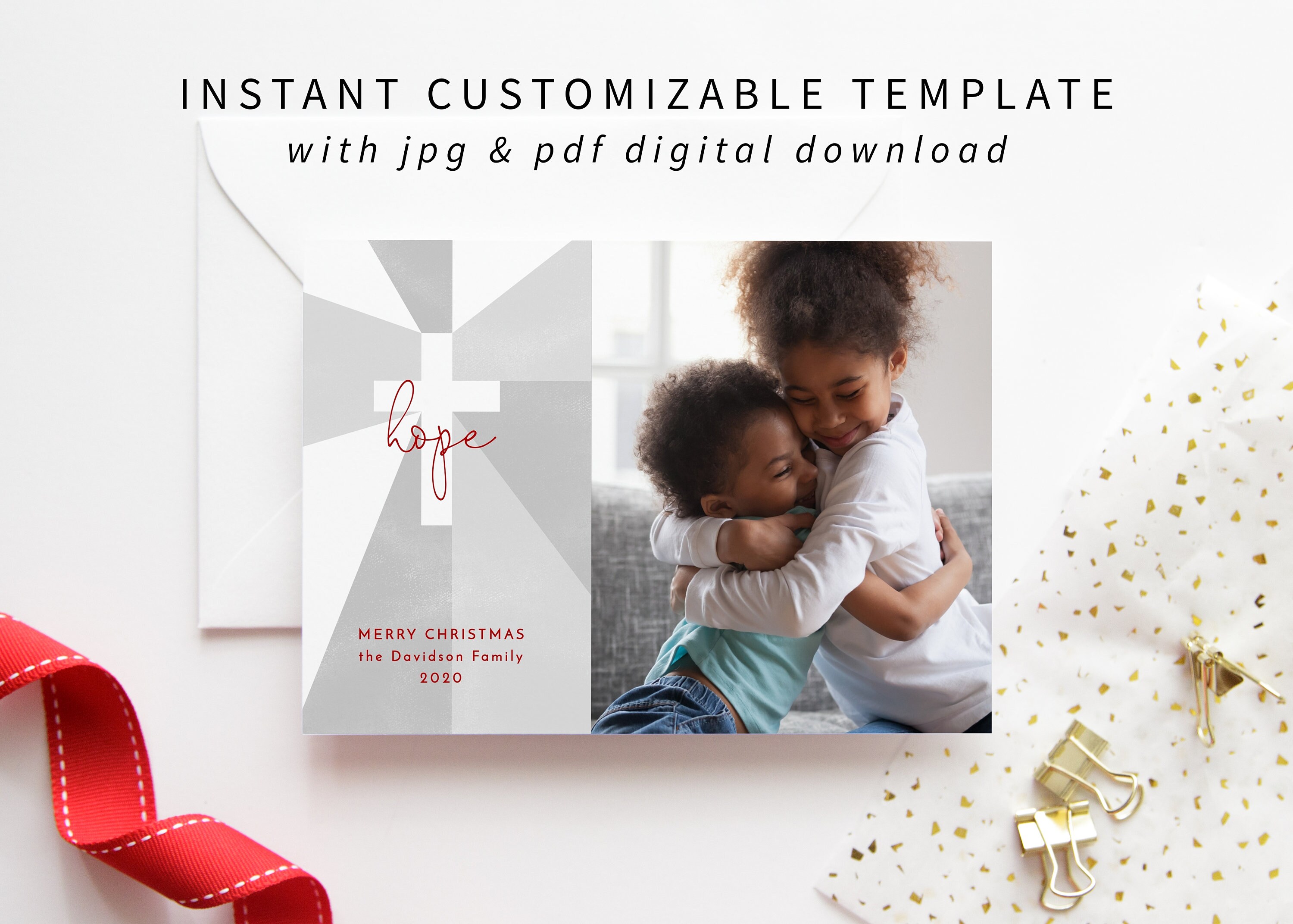 Christian Christmas Card Template Religious Christmas Cards | Etsy