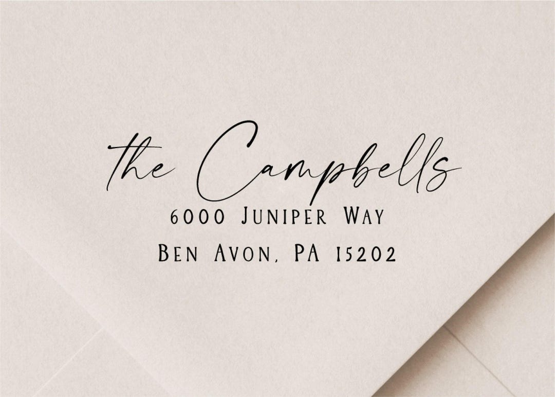 Custom Calligraphy Return Address Stamp – Self-inking or Wood Stamp - Etsy