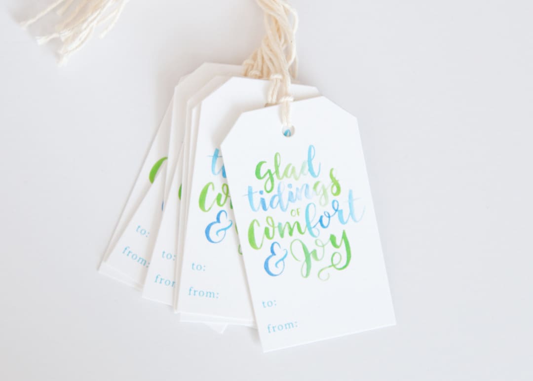 Hand-lettered Christmas Gift Tags - Watercolor Holiday Set of 8 - Etsy