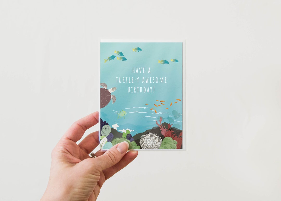 Friend Birthday Card - Ocean Reef - Sea Turtle - Under the Sea ...