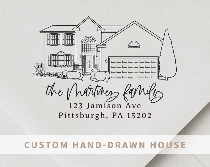 Custom Calligraphy and Illustration Stamp, Return Address, Wood Mounted ...