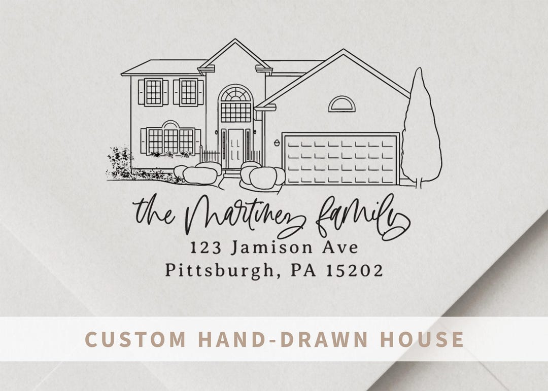 Custom House Portrait - Self Inking Return Address Stamp - Realtor ...