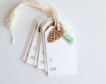 Pine Cone Tags Round Gift Tags Set of 10 - Etsy