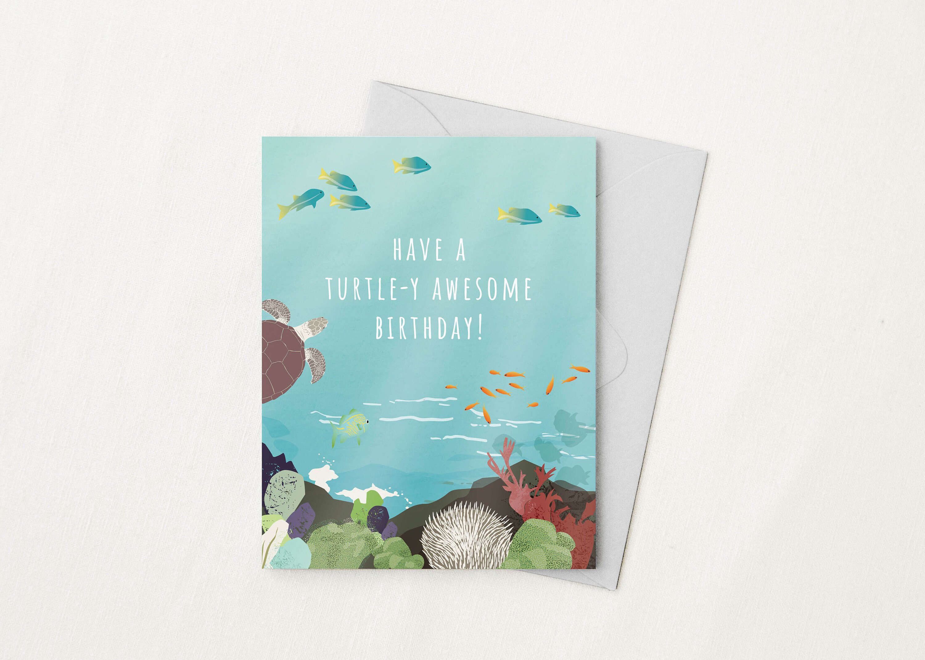 Friend Birthday Card Ocean Reef Sea Turtle Under the Sea | Etsy