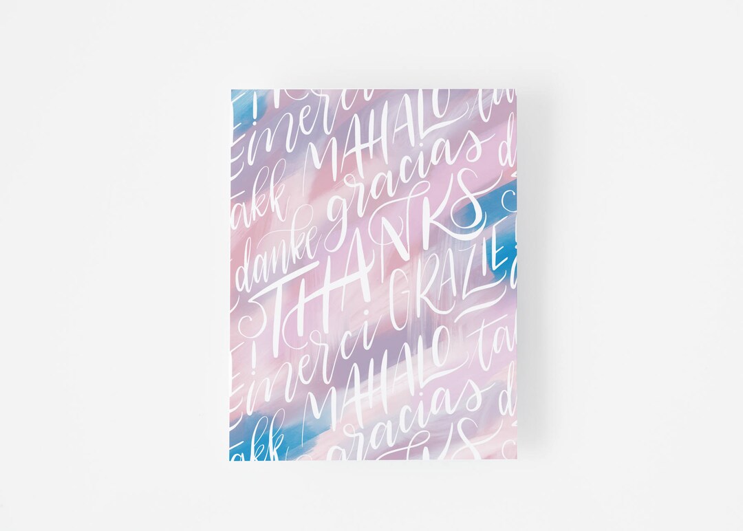 Hand-lettered Thank You Card Set – Multilingual Thanks, Grazie, Merci ...