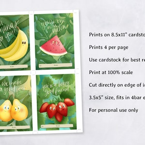 Kid's Printable Valentine's Day Card - Set of 4 Fruit Puns - Custom ...