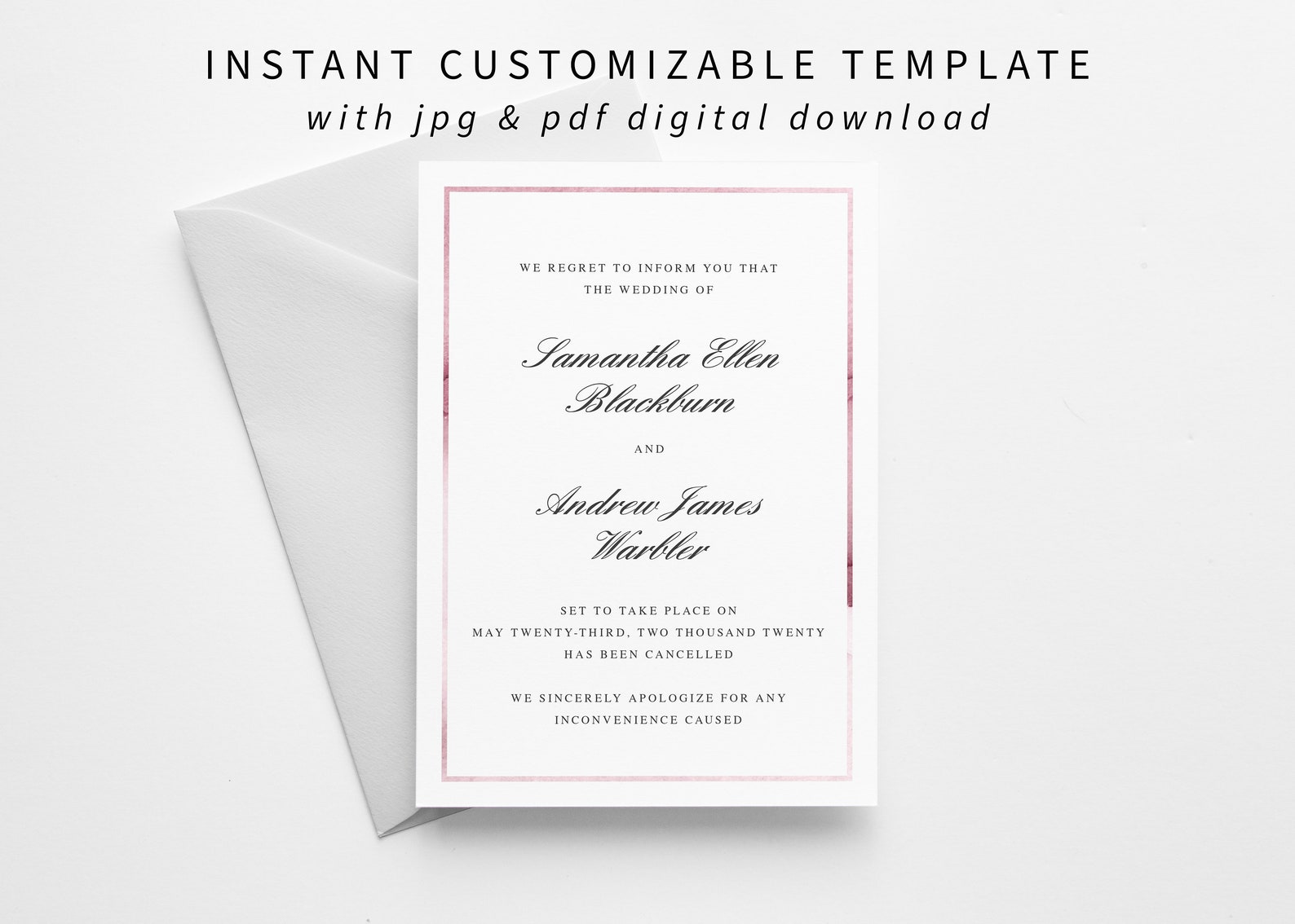 Wedding Cancellation Wedding Announcement Change of Plans | Etsy