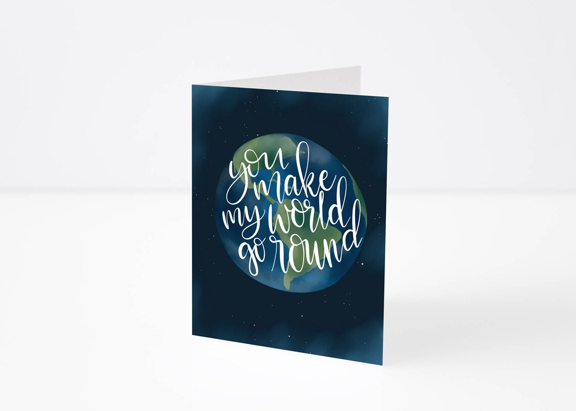 You Make My World Go Round Valentine's Day Card Outer - Etsy