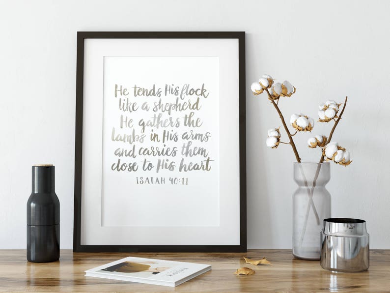 Isaiah 40:11 Art Print He Tends His Flock Like a Shepherd - Etsy