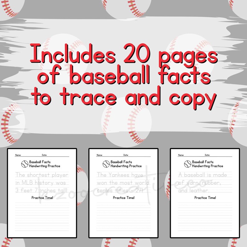 Baseball Handwriting Practice Printable – 20 Page Sports-themed ...
