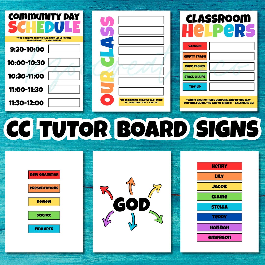 CC Tutor Board Signs | EDITABLE Canva Template | Foundations Schedule ...