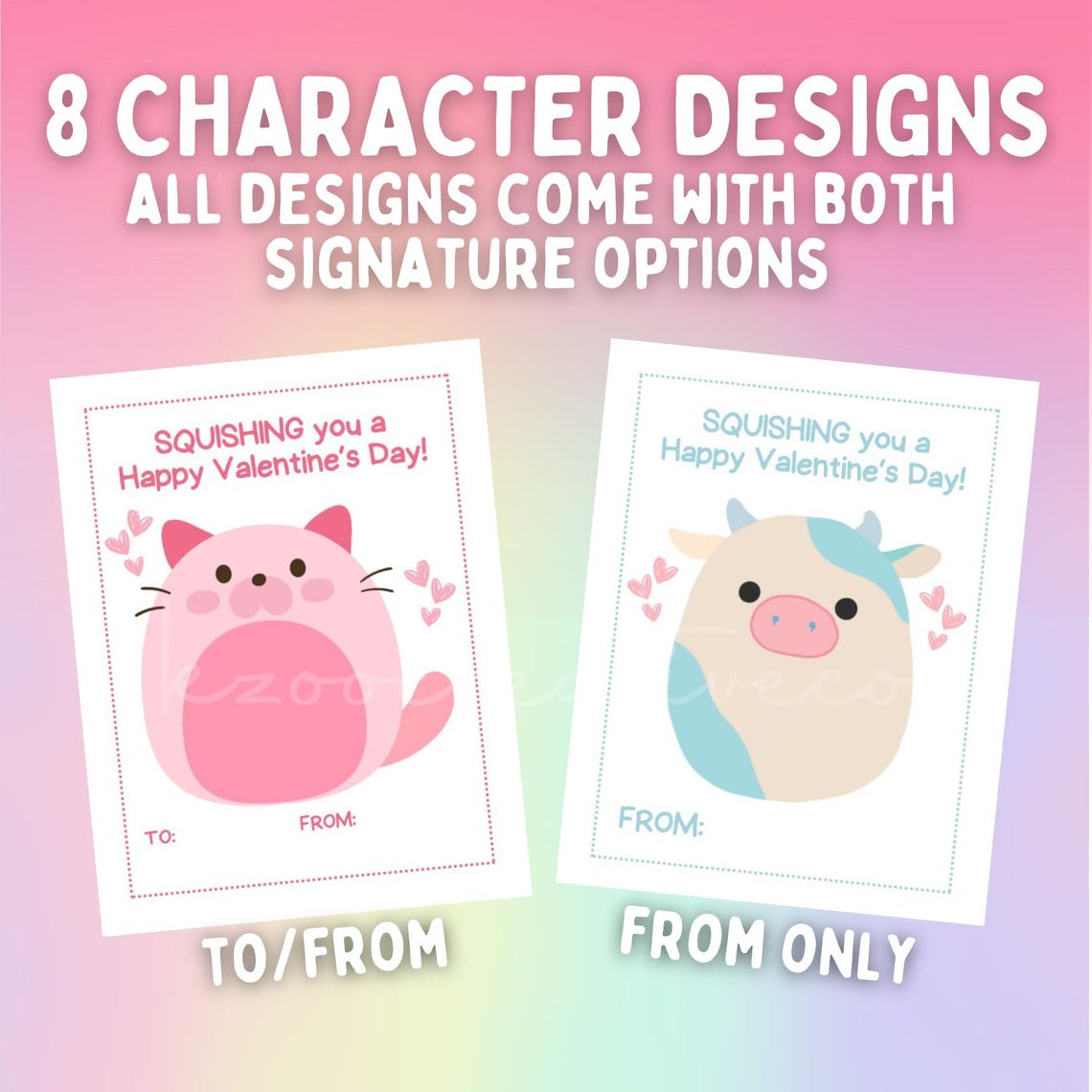 Printable Squish Valentine's Day Cards - Cute Kid's Valentines, School ...