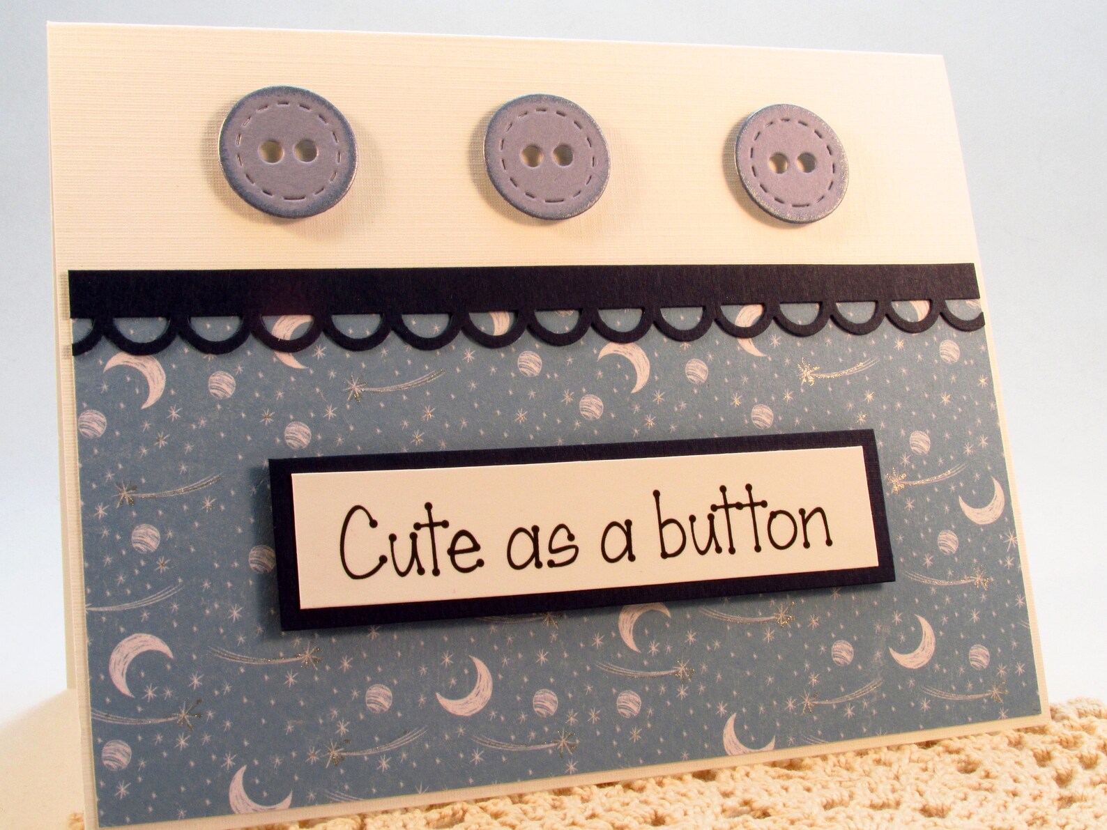 Baby Card Cute as a Button Handmade Card Baby Boy Card | Etsy