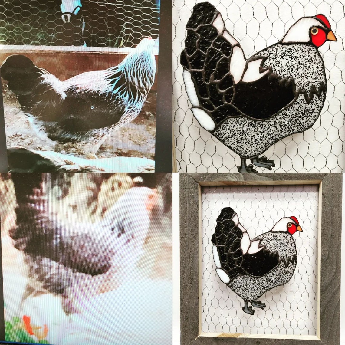 Custom Made Stained Glass Chicken Framed - Etsy