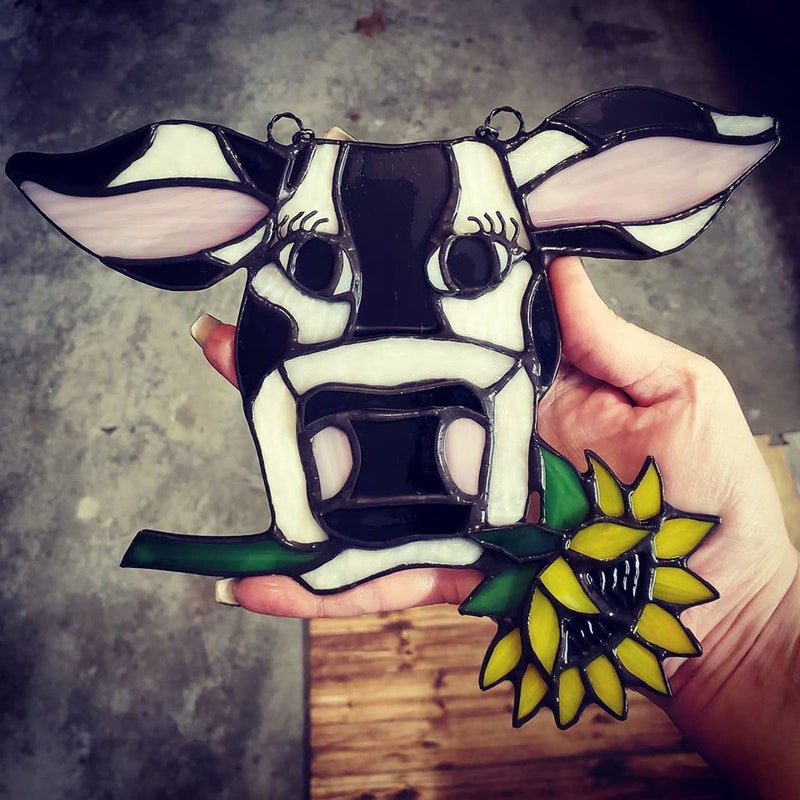 Stained Glass Cow - Etsy