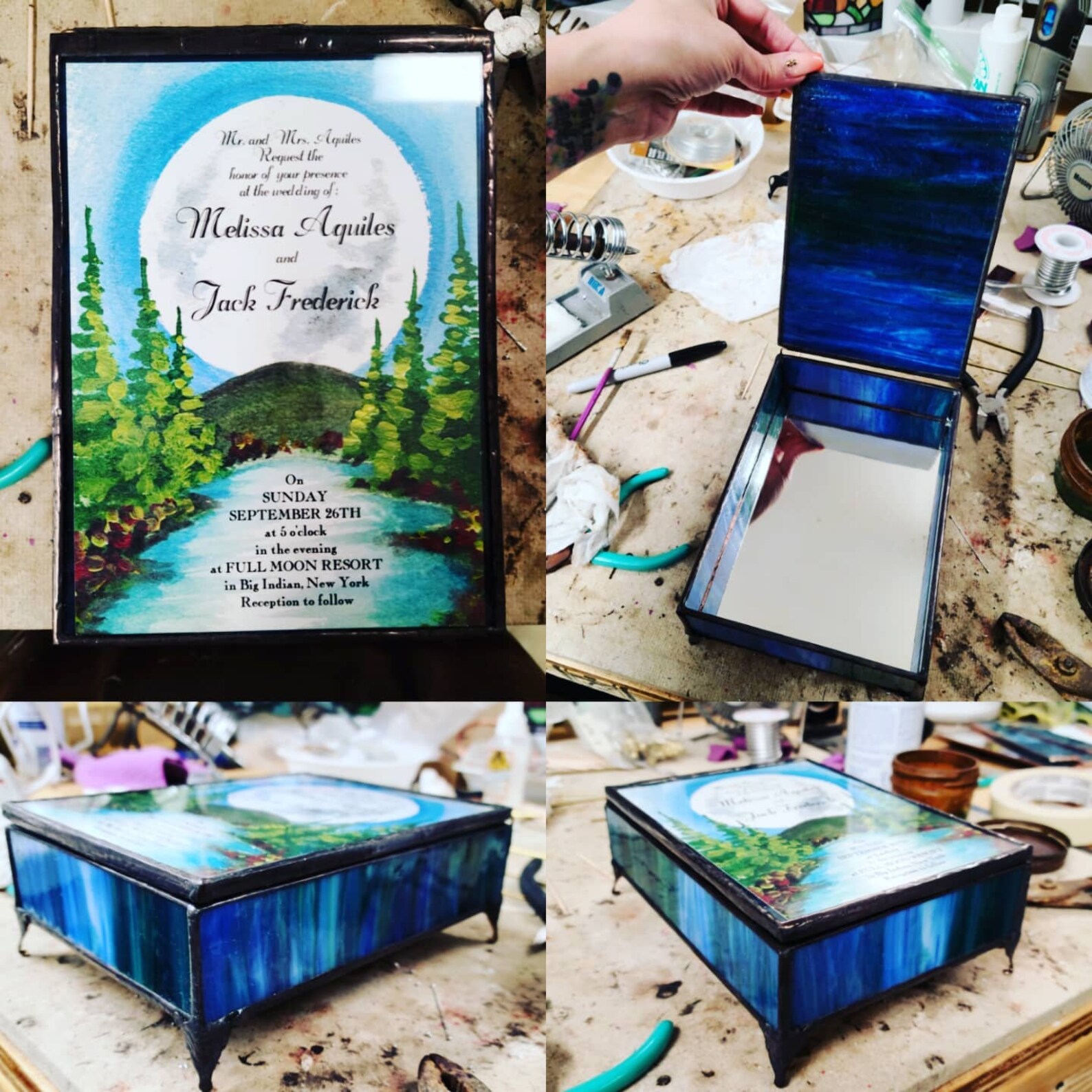 Customized One of a Kind Stained Glass Wedding Box With Invitation ...