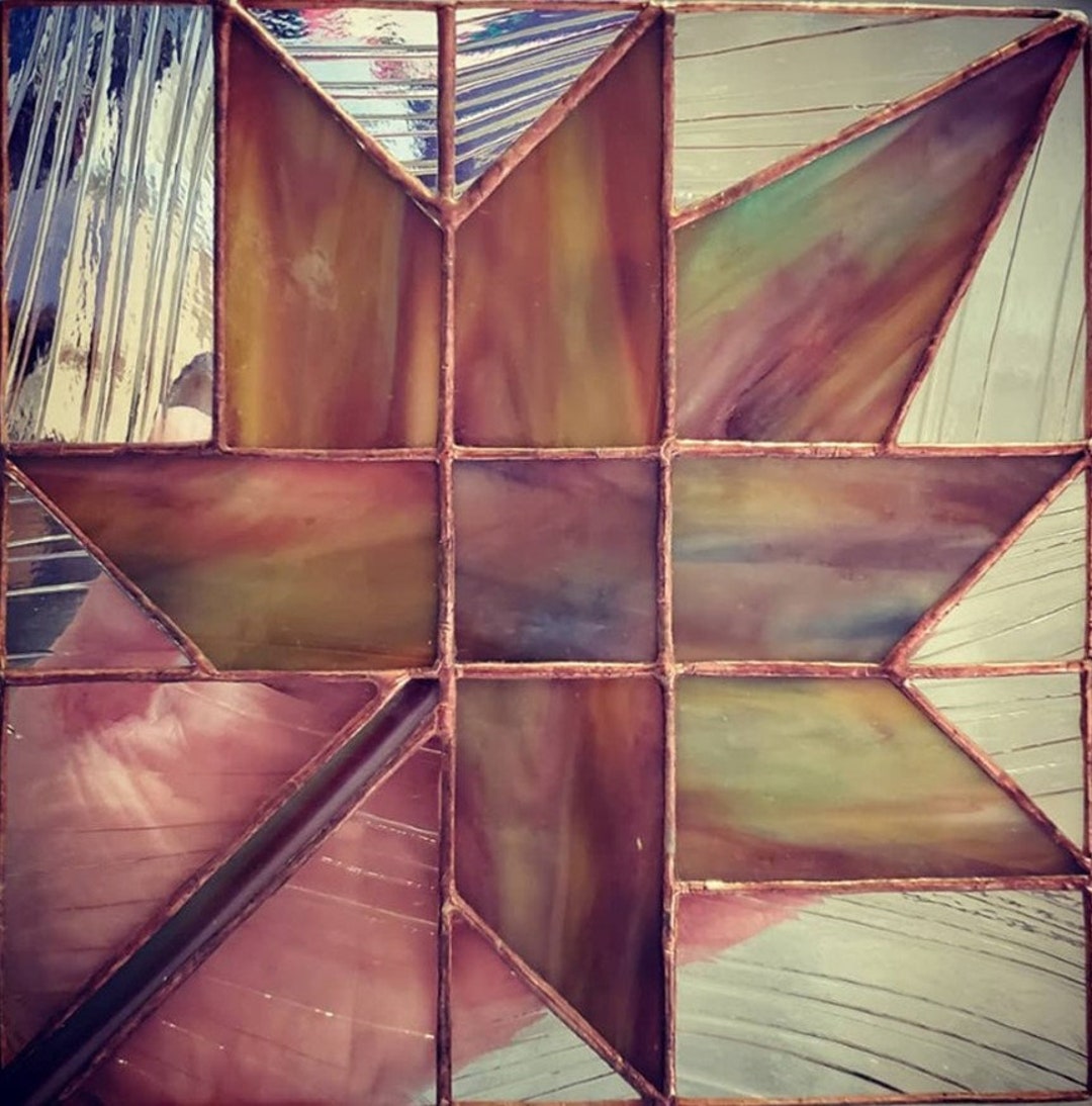 Stained Glass Quilted Maple Leaf Pattern Stained Glass Panel - Etsy