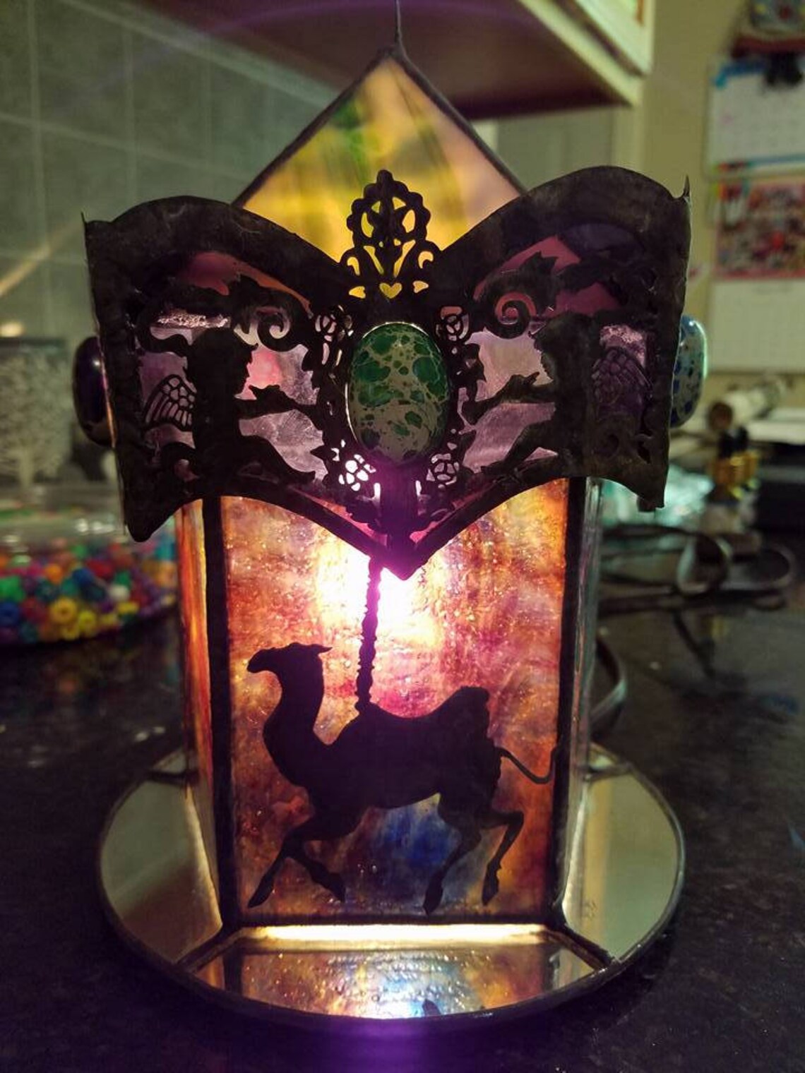 3D Stained Glass Carousel Light - Etsy