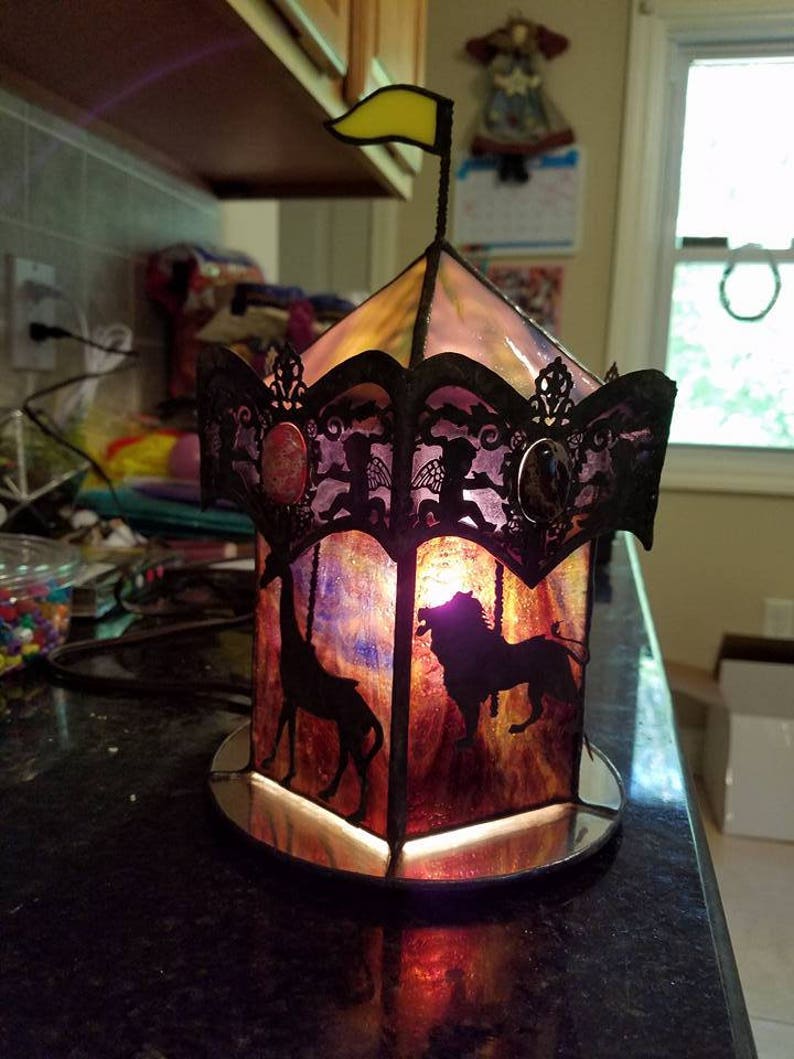 3D Stained Glass Carousel Light - Etsy