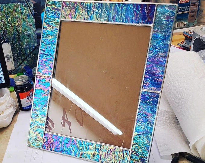 Stained Glass Landscape Picture Frame, Blue Border - Etsy