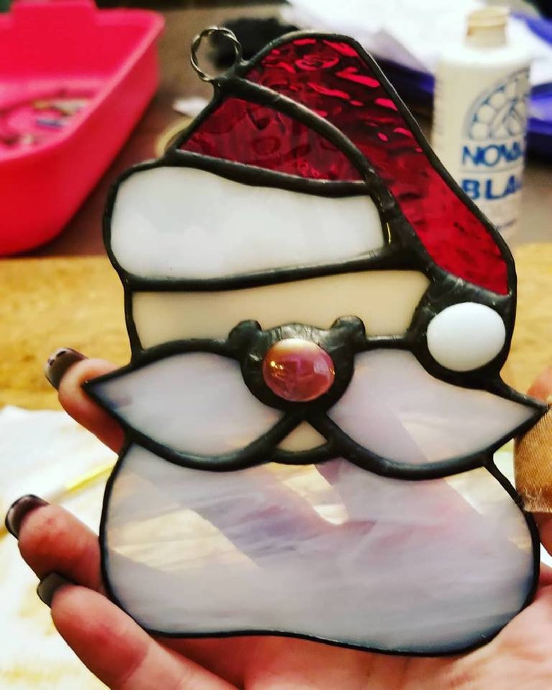 Stained Glass Santa Suncatcher - Etsy