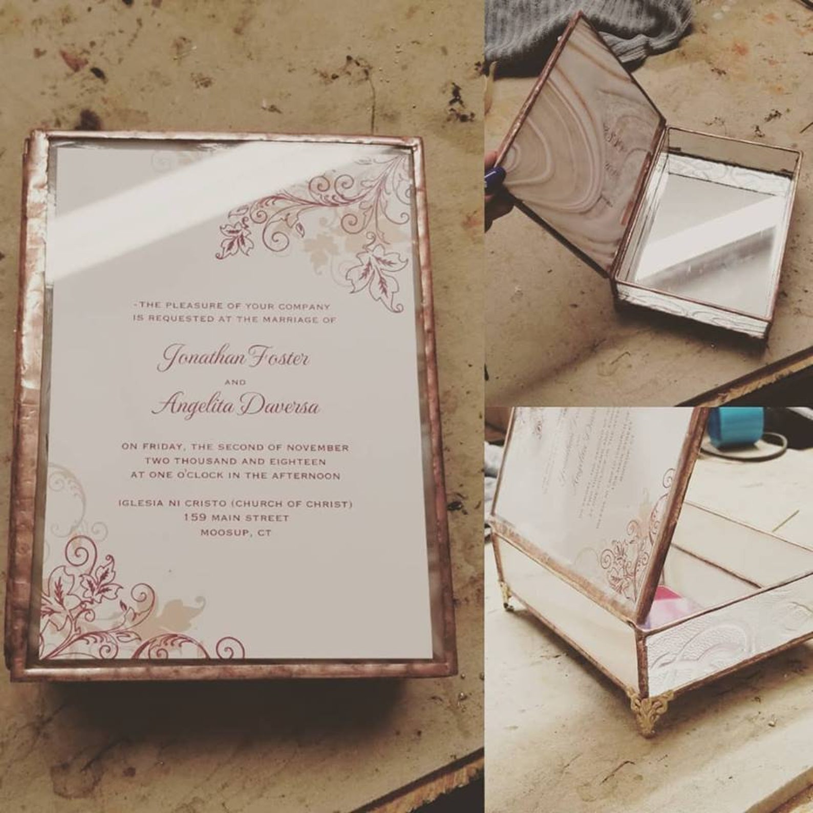 Customized One of a Kind Stained Glass Wedding Box With Invitation ...