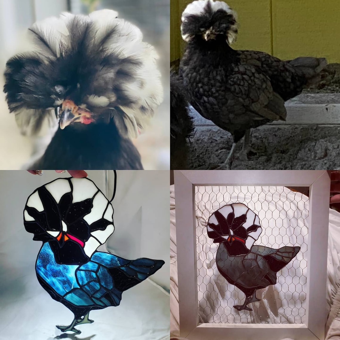 Custom Made Stained Glass Chicken Framed | Etsy