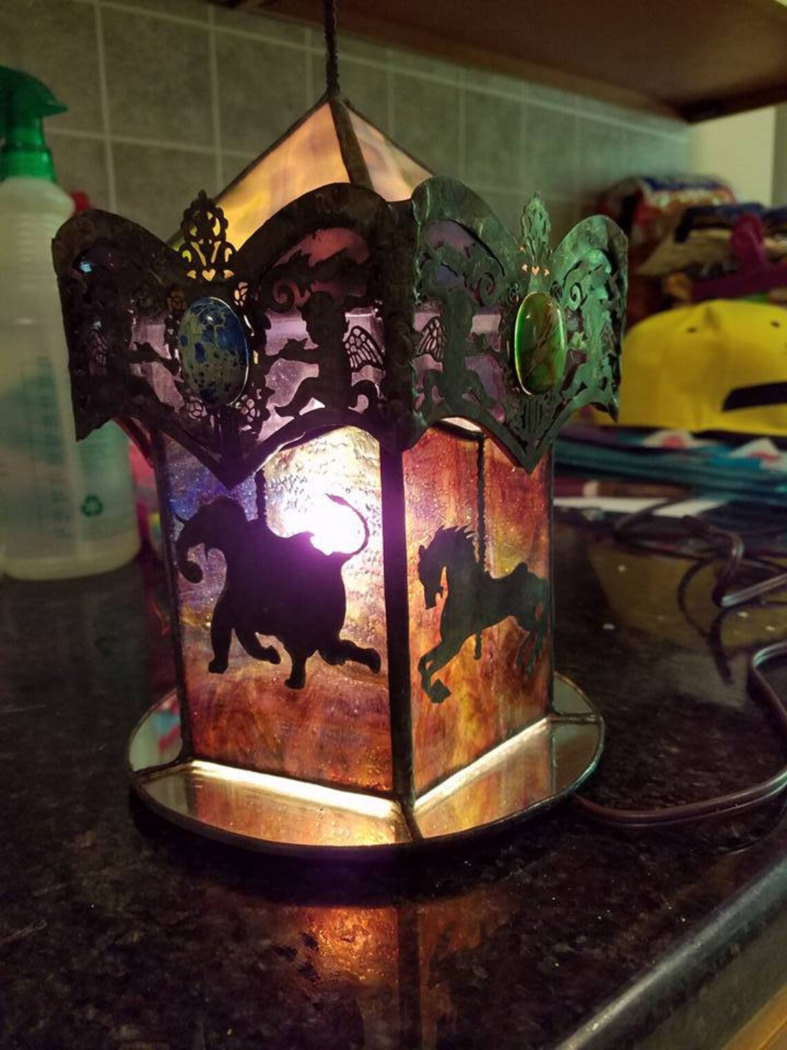 3D Stained Glass Carousel Light - Etsy