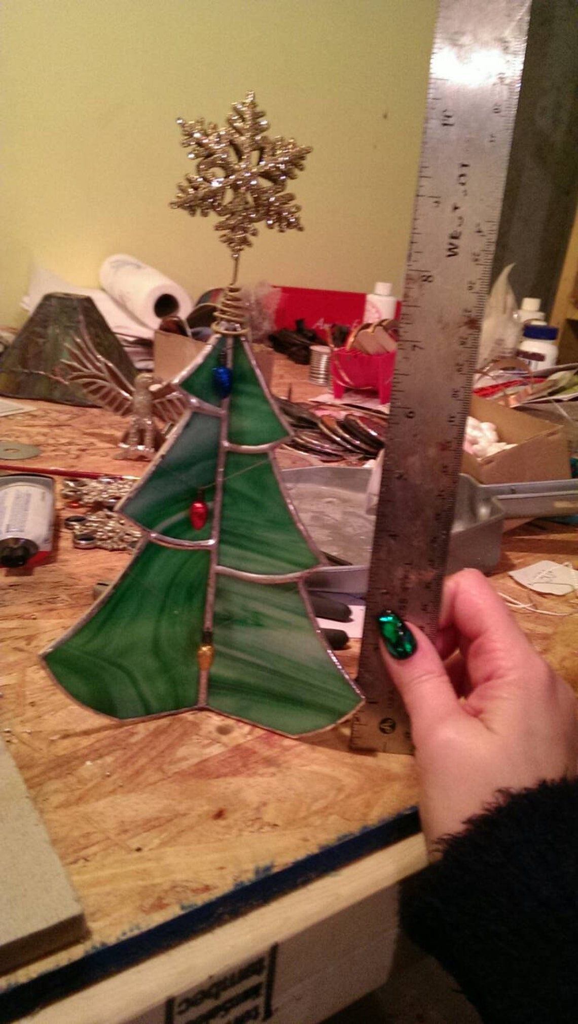 Decorated 3D Stained Glass Christmas Tree - Etsy UK