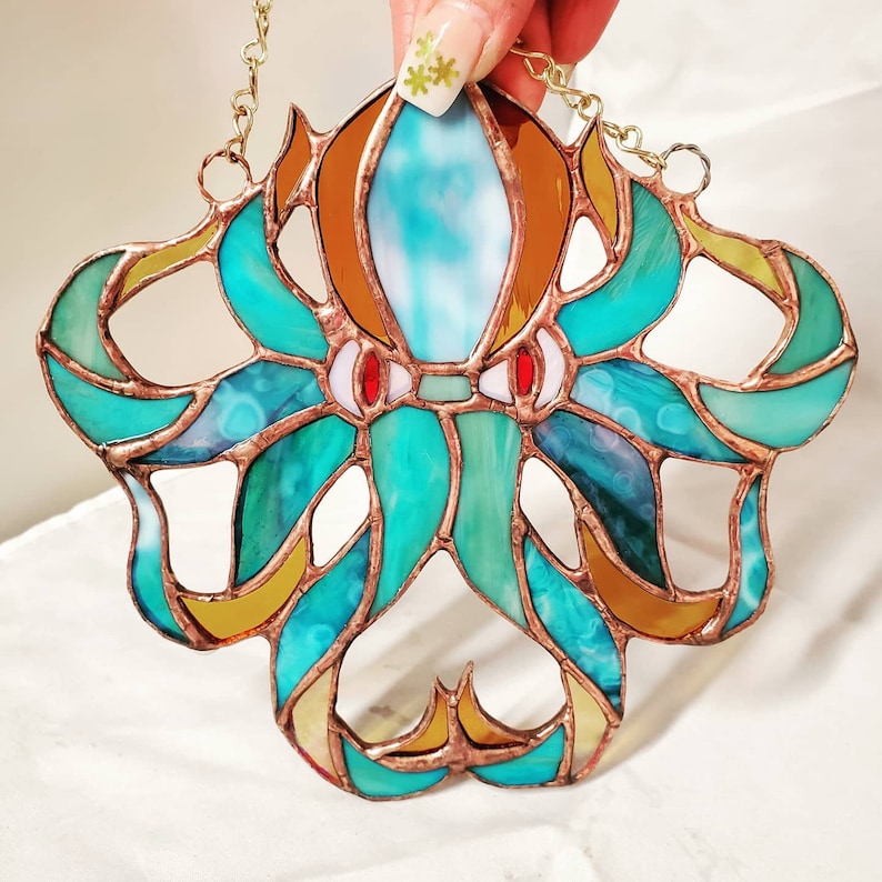 Stained Glass Octopus Suncatcher - Etsy