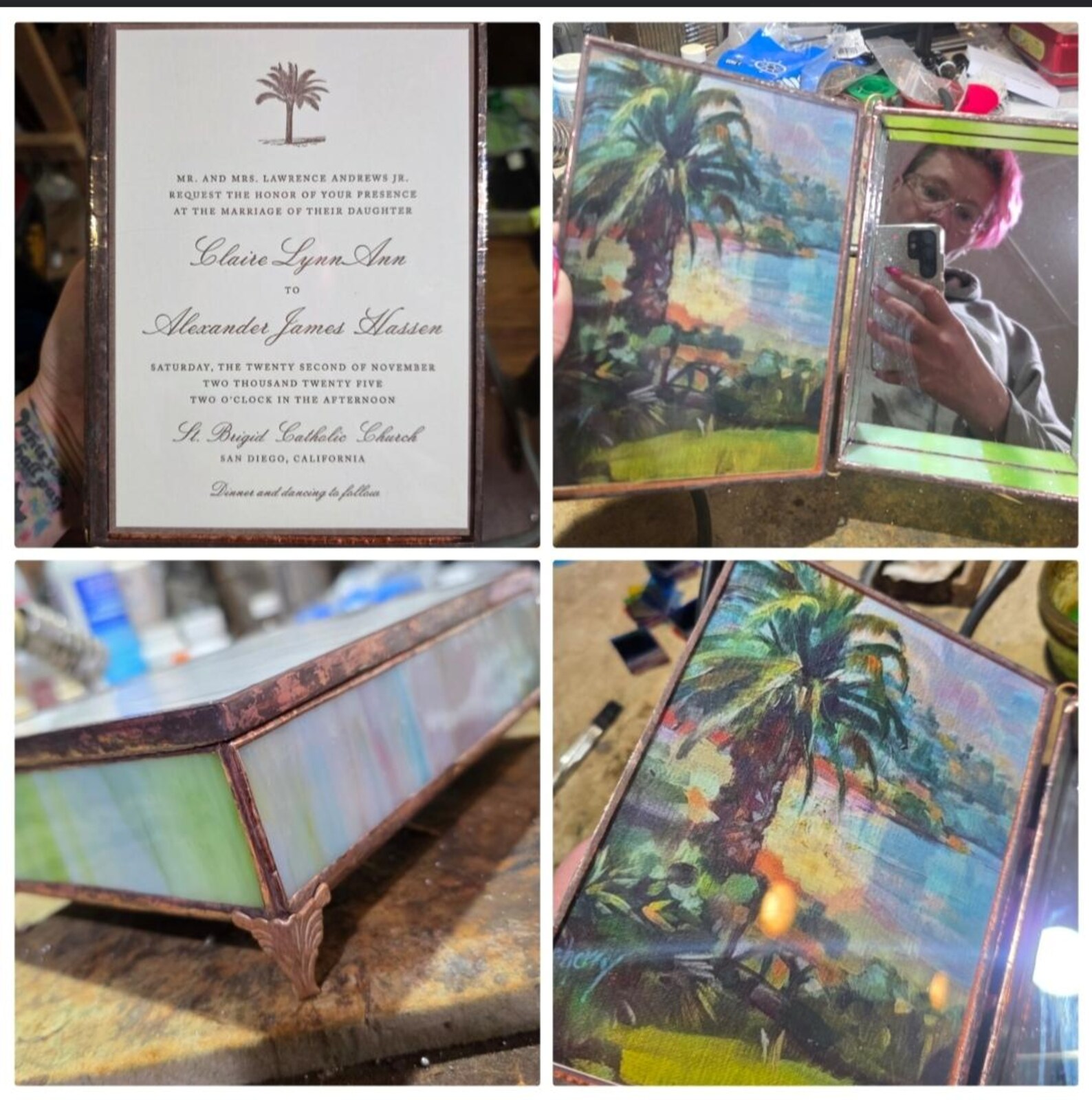 Customized One of a Kind Stained Glass Wedding Box With Invitation ...