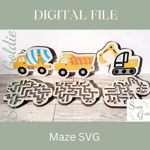 Construction Truck Maze Bundle SVG for Laser Cutting - Etsy