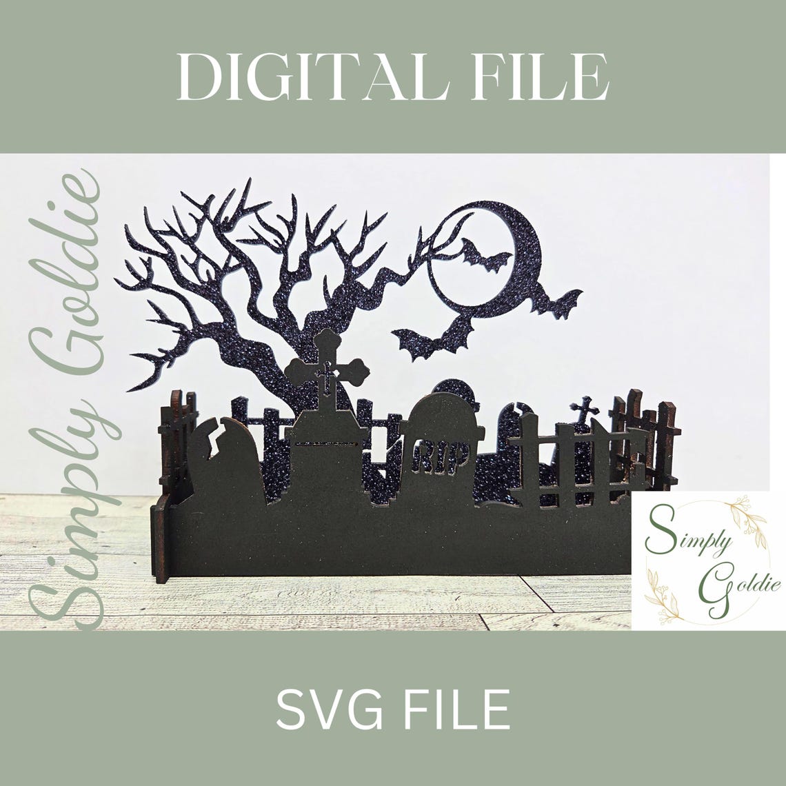 Haunted Graveyard Shadow Box SVG | Halloween Layered Lighted Scene ...