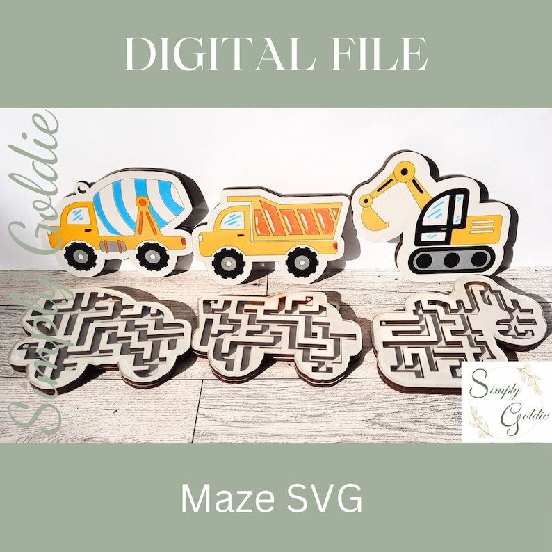 Construction Truck Maze Bundle SVG for Laser Cutting - Etsy