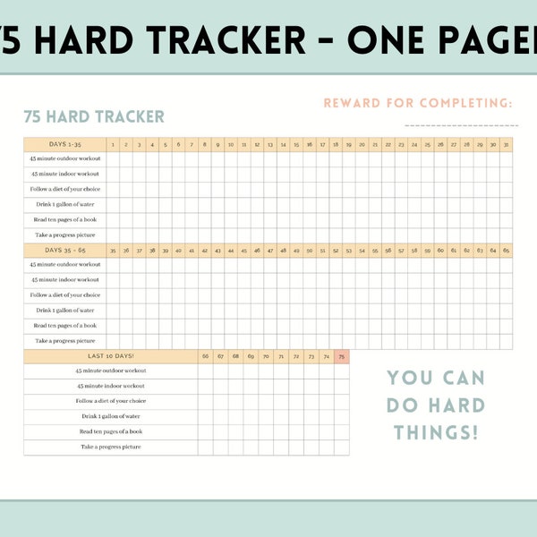 75 Hard Printable - Etsy