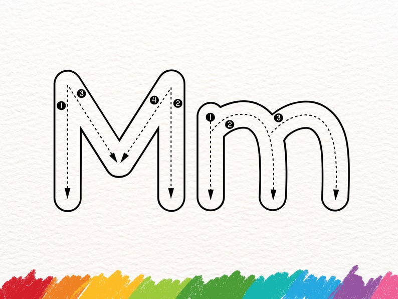Tracing Font With Directional Arrows and Number Guides for ABC Alphabet ...