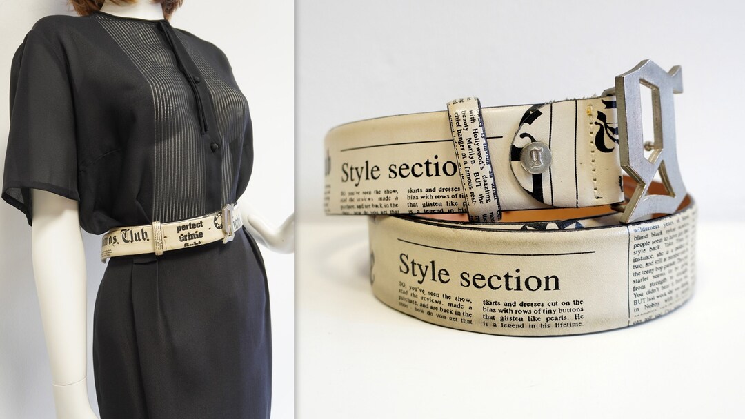 John Galliano Vintage Belt Gazette , Newspaper White Black Subtitles ...