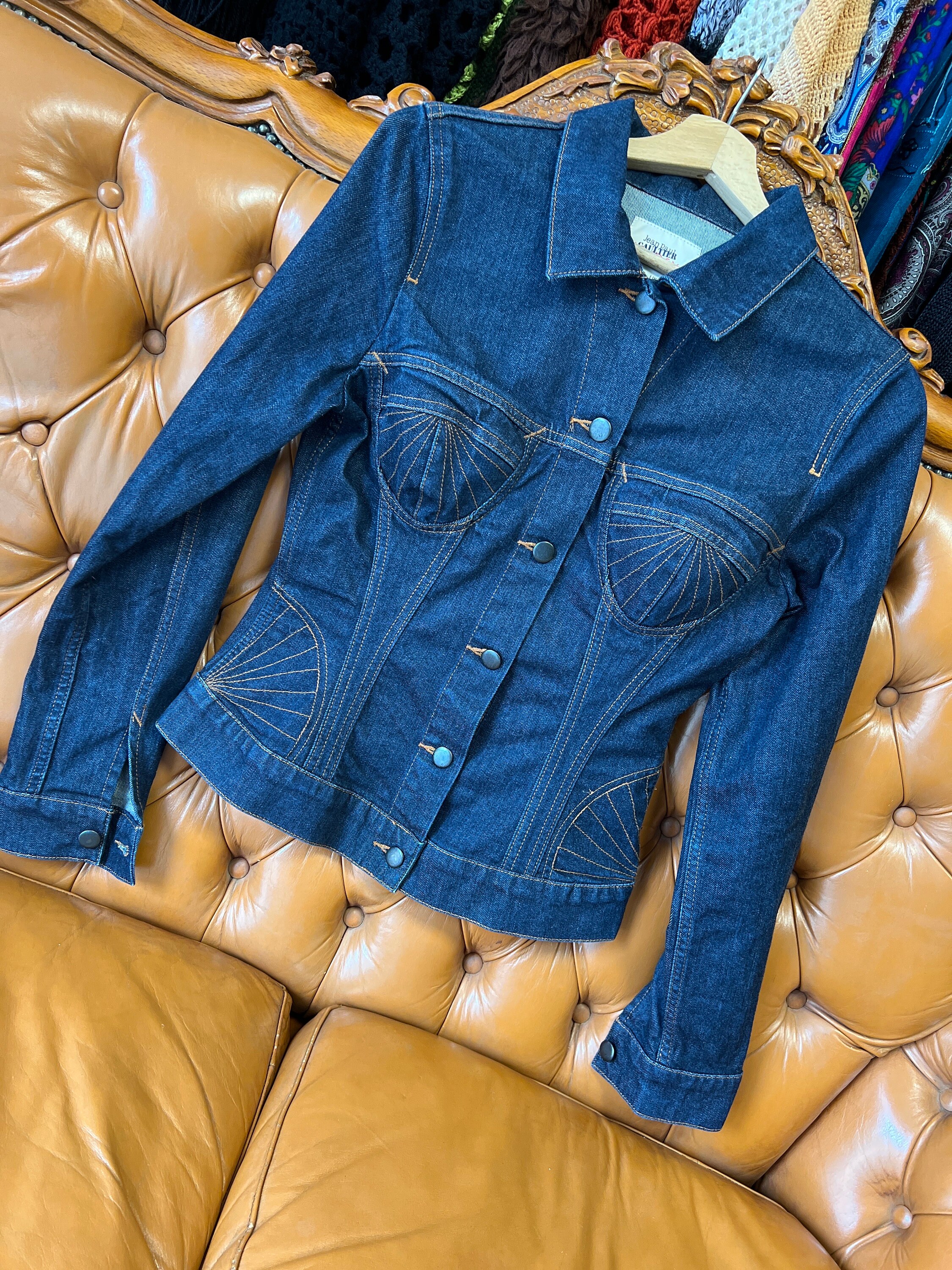 Jean Paul Gaultier Corset Bustier Denim Jacket Blazer Jean Paul Gaultier Corset Bustier Denim Jacket Blazer