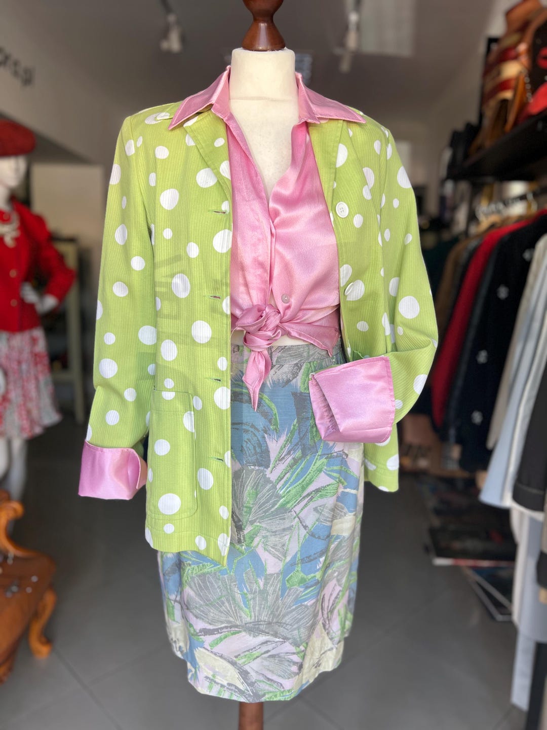 Retro Pin-up Polka Dot Blazer by Sisley – Fitted Cotton Jacket, Italian ...
