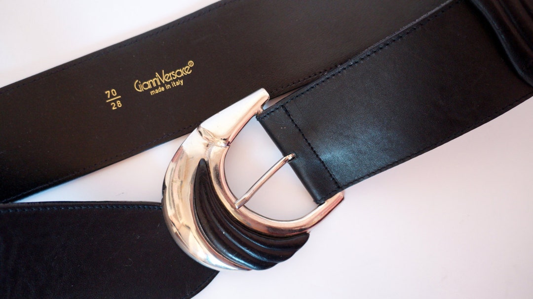 Vintage Versace Belt, Gianni Versace 1980 Belt, Leather Belt Silver ...
