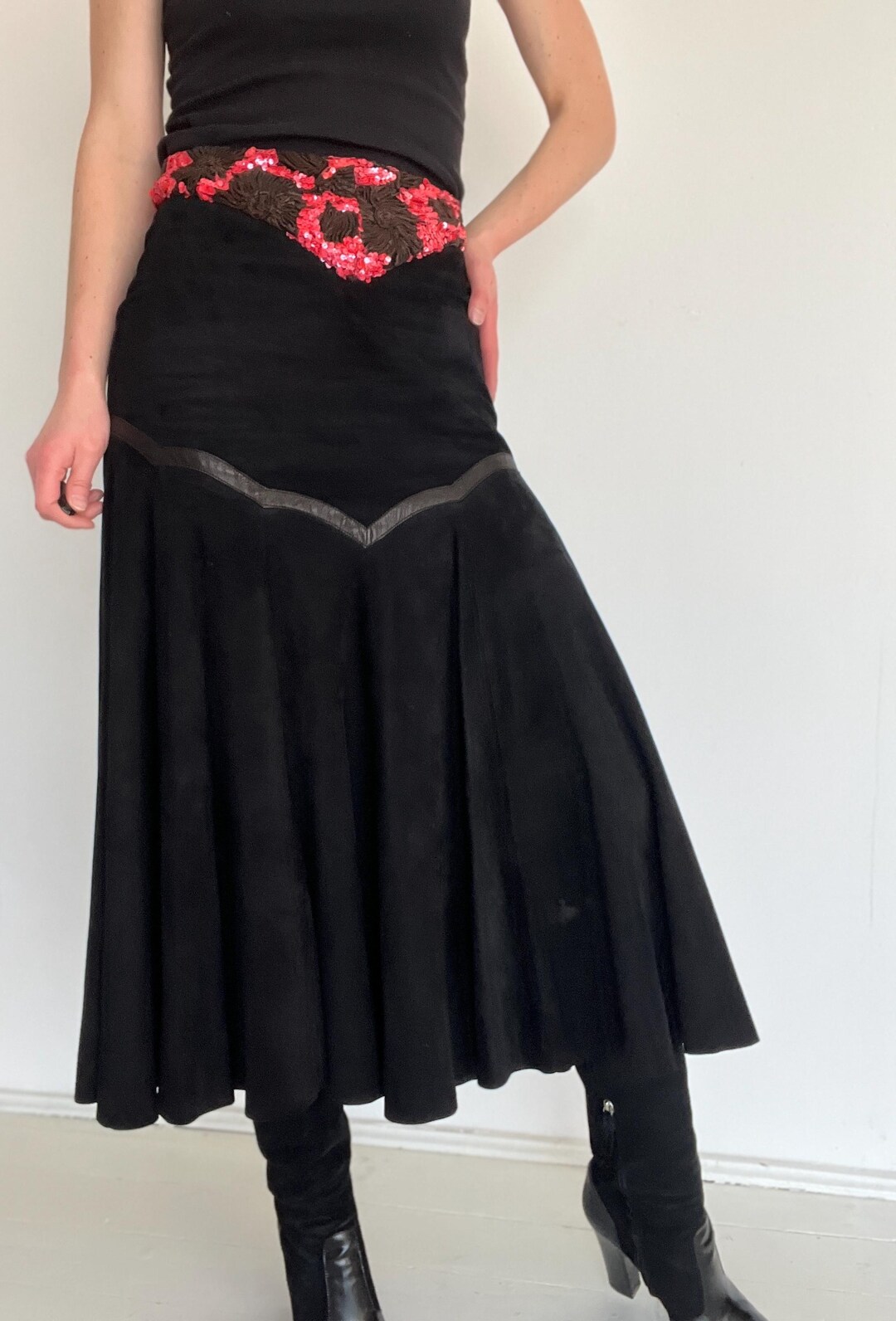 Brezin Paris Vintage Nubuck Leather Maxi Skirt - Size M - Etsy