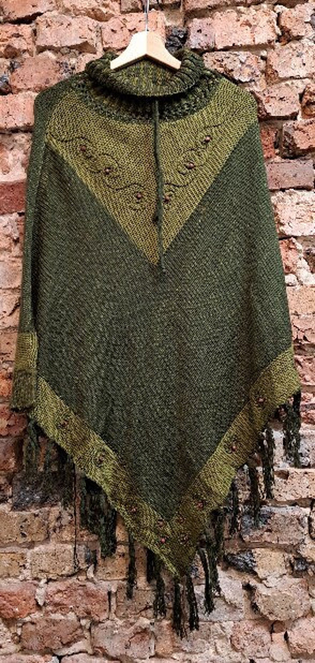 Pashmina Poncho, Cashmere Poncho, Universal Size, Poncho With Fringes ...