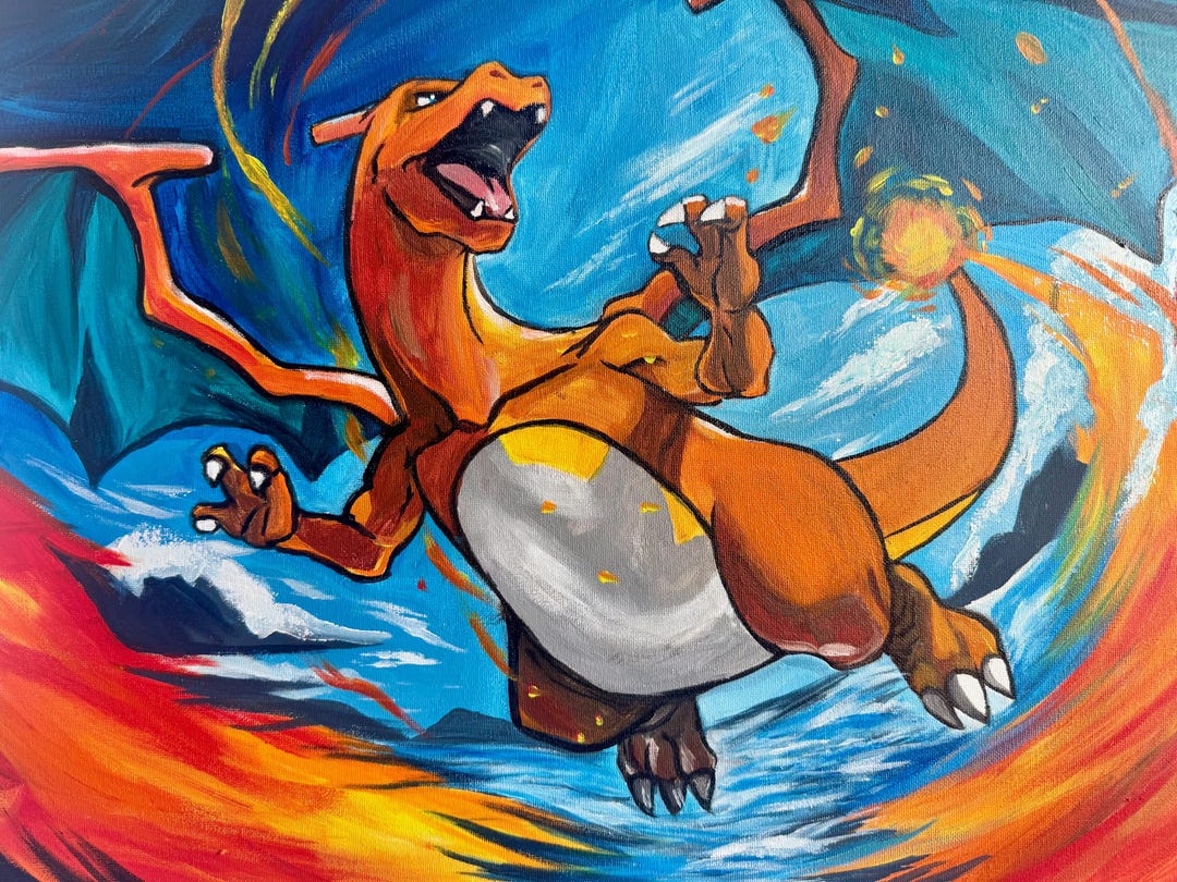 Charizard’s Fire ~ Pokémon Art, Charizard Art, Charizard Painting ...