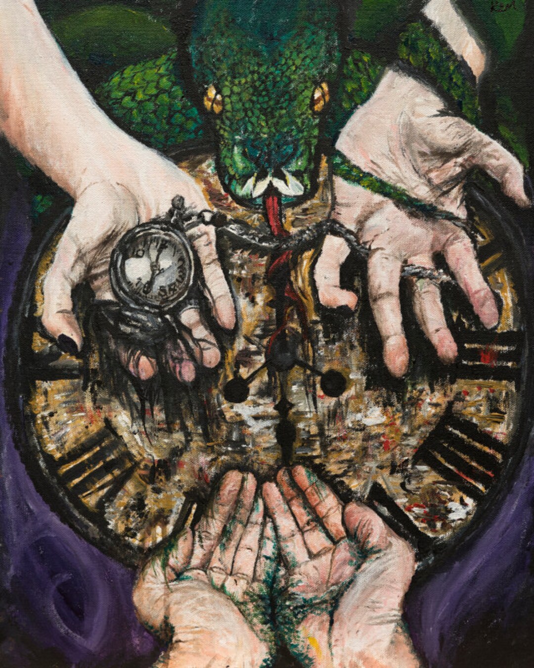 Clockwork FINE ART PAINTING, Acrylic Painting, Wall Art, Clock Art ...