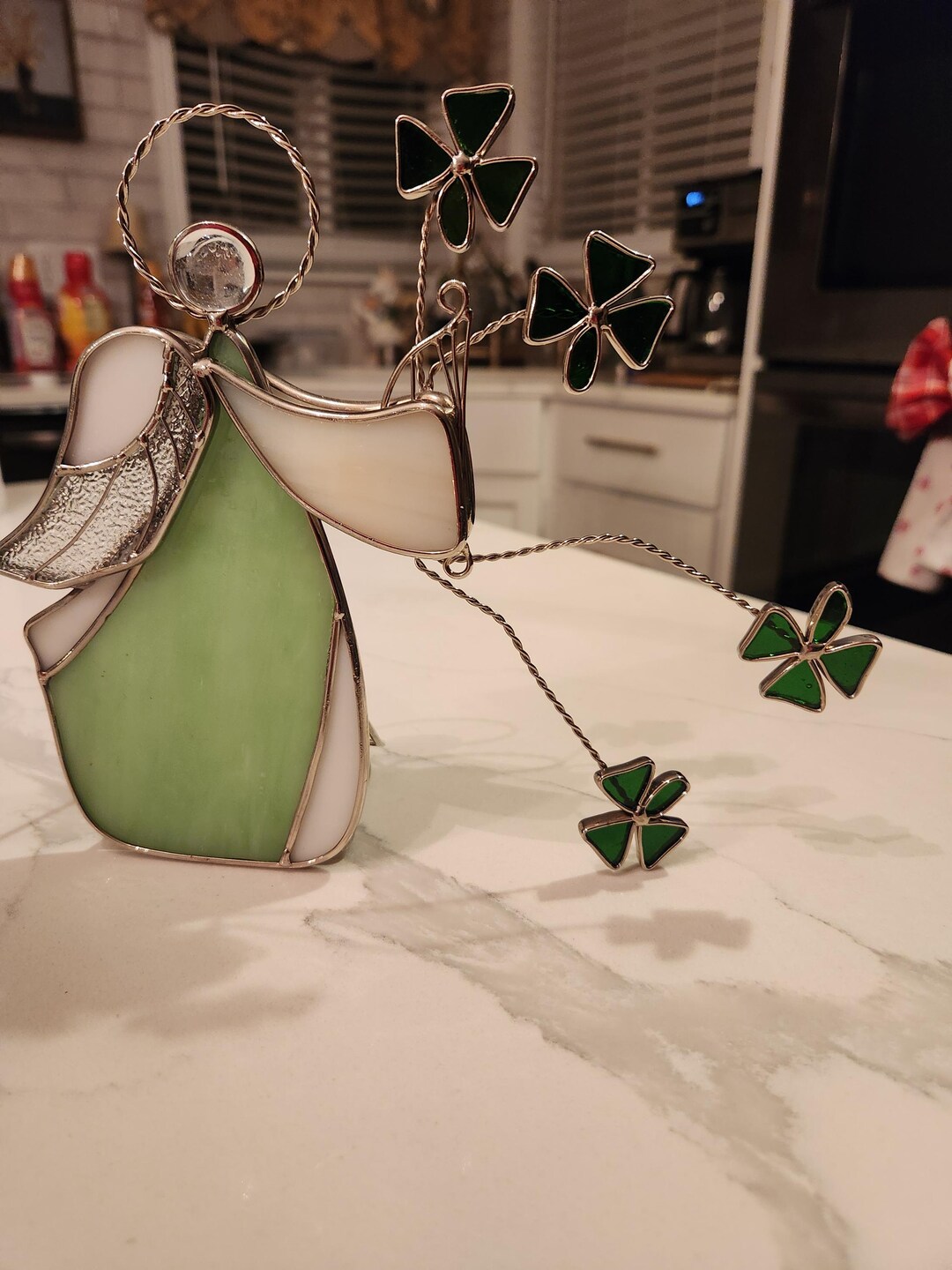 Shamrock Angel Stained Glass Votive Holder Made in Ireland - Etsy